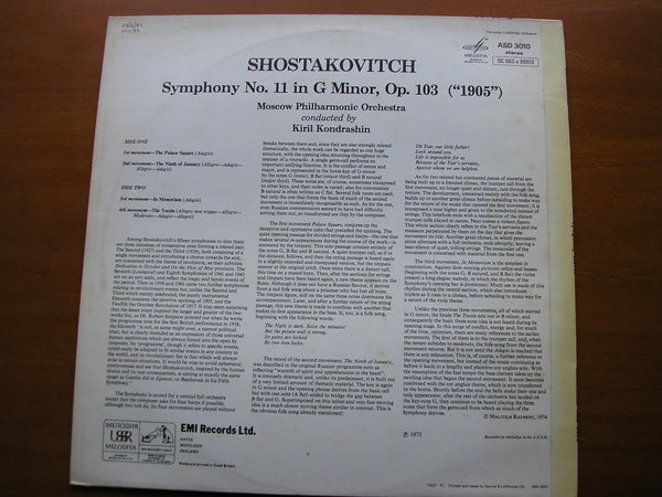 SHOSTAKOVICH: SYMPHONY No. 11 The Year 1905 KIRIL KONDRASHIN / MOSCOW – Kingsway Hall Classical ...