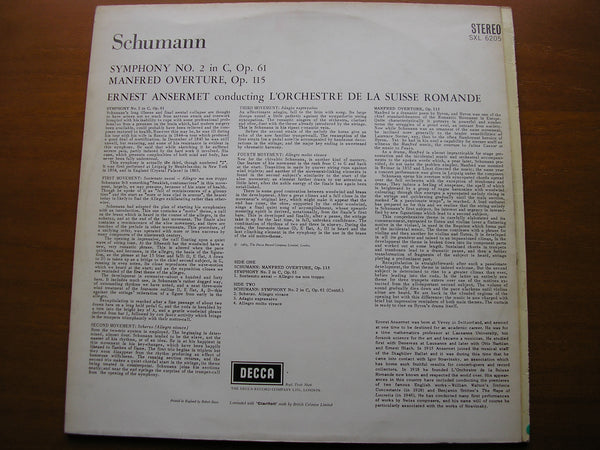 SCHUMANN: SYMPHONY No. 2 / MANFRED OVERTURE ANSERMET / SUISSE ROMANDE – Kingsway Hall Classical ...