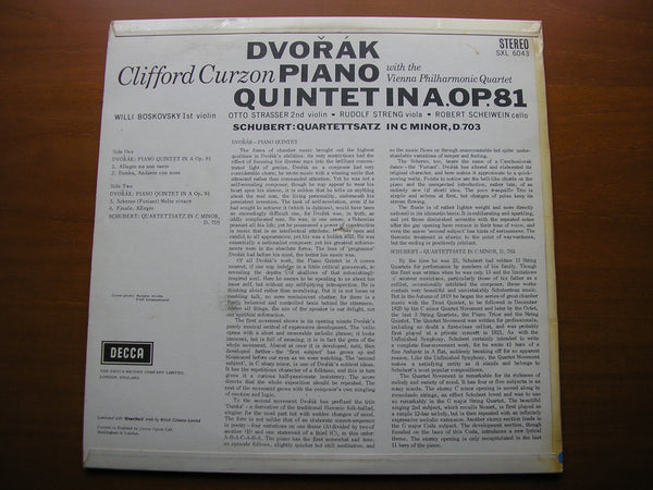 DVORAK: PIANO QUINTET Op. 81 CURZON / VIENNA PHILHARMONIC QUARTET SXL – Kingsway Hall Classical ...