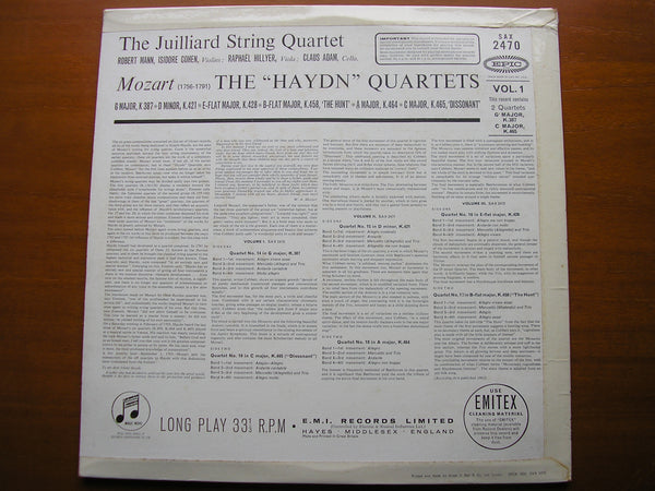 MOZART: STRING QUARTETS K387 & K465 JUILLIARD STRING QUARTET SAX 2470 – Kingsway Hall Classical ...