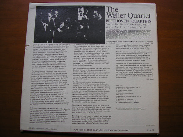 BEETHOVEN: STRING QUARTETS Nos. 10 in E / 11 in F THE WELLER QUARTET C – Kingsway Hall Classical ...