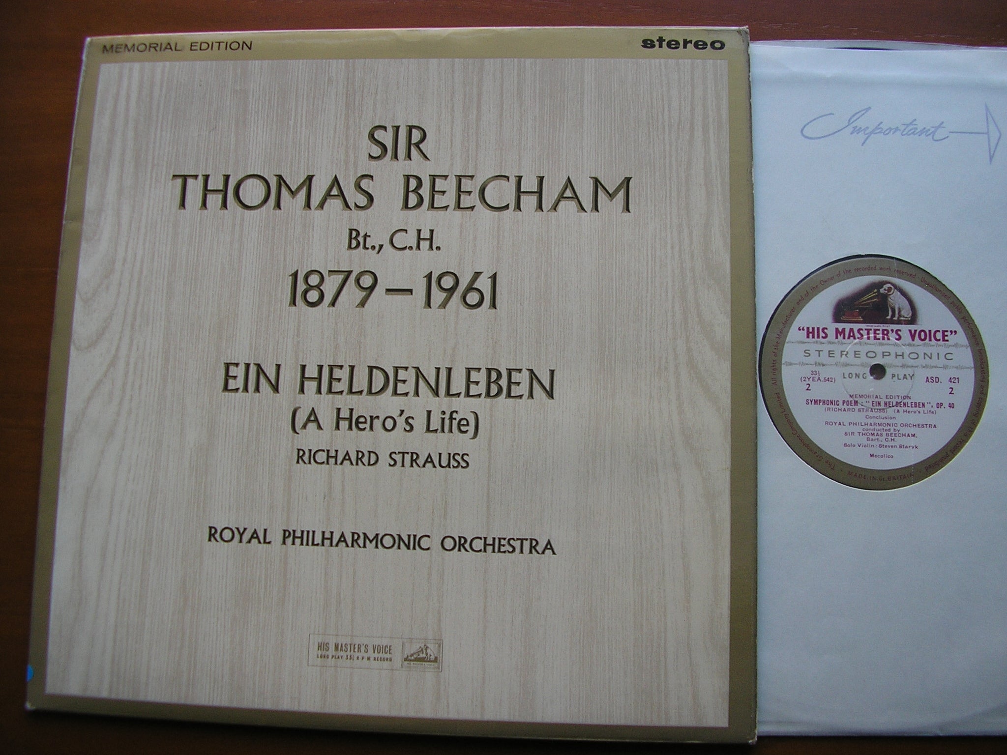 STRAUSS: EIN HELDENLEBEN SIR THOMAS BEECHAM / ROYAL PHILHARMONIC ASD 4 – Kingsway Hall Classical ...