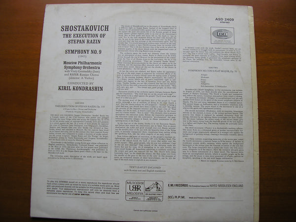SHOSTAKOVICH: SYMPHONY No. 9 / THE EXECUTION OF STEPAN RAZIN GROMADSKY ...