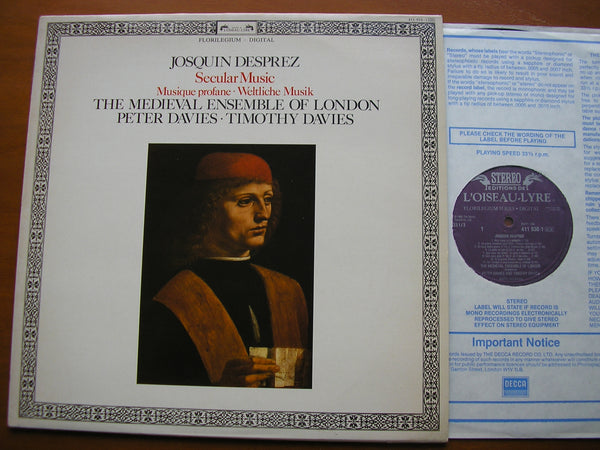 JOSQUIN: SECULAR MUSIC THE MEDIEVAL ENSEMBLE OF LONDON / DAVIES 411 93 ...