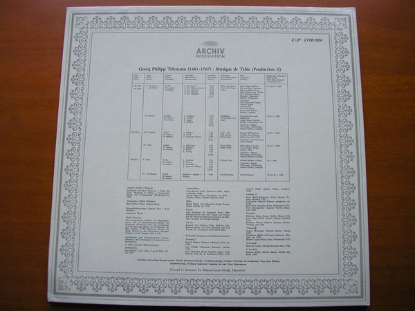TELEMANN: TAFELMUSIK Production 2 WENZINGER / SCHOLA CANTORUM BASILIEN ...