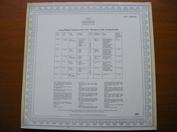 TELEMANN: TAFELMUSIK Production 3 WENZINGER / SCHOLA CANTORUM BASILIEN ...