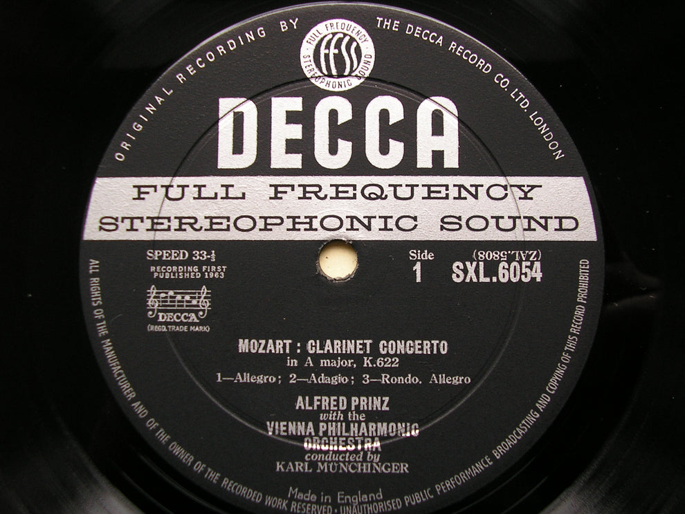 SXL 6054 MOZART: CLARINET CONCERTO / FLUTE & HARP CONCERTO PRINZ / TRI ...