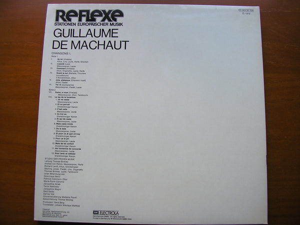 GUILLAUME DE MACHAUT CHANSONS 1 STUDIO OF EARLY MUSIC / BINKLEY 063-30 ...