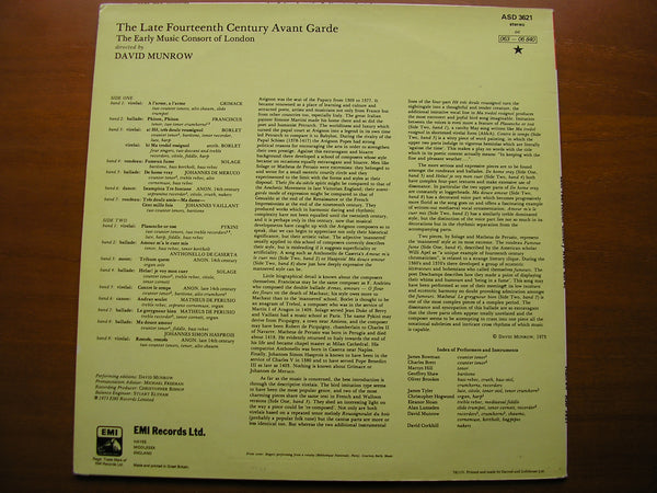 LATE 14th CENTURY AVANT GARDE: SONGS & INSTRUMENTAL PIECES THE EARLY M ...