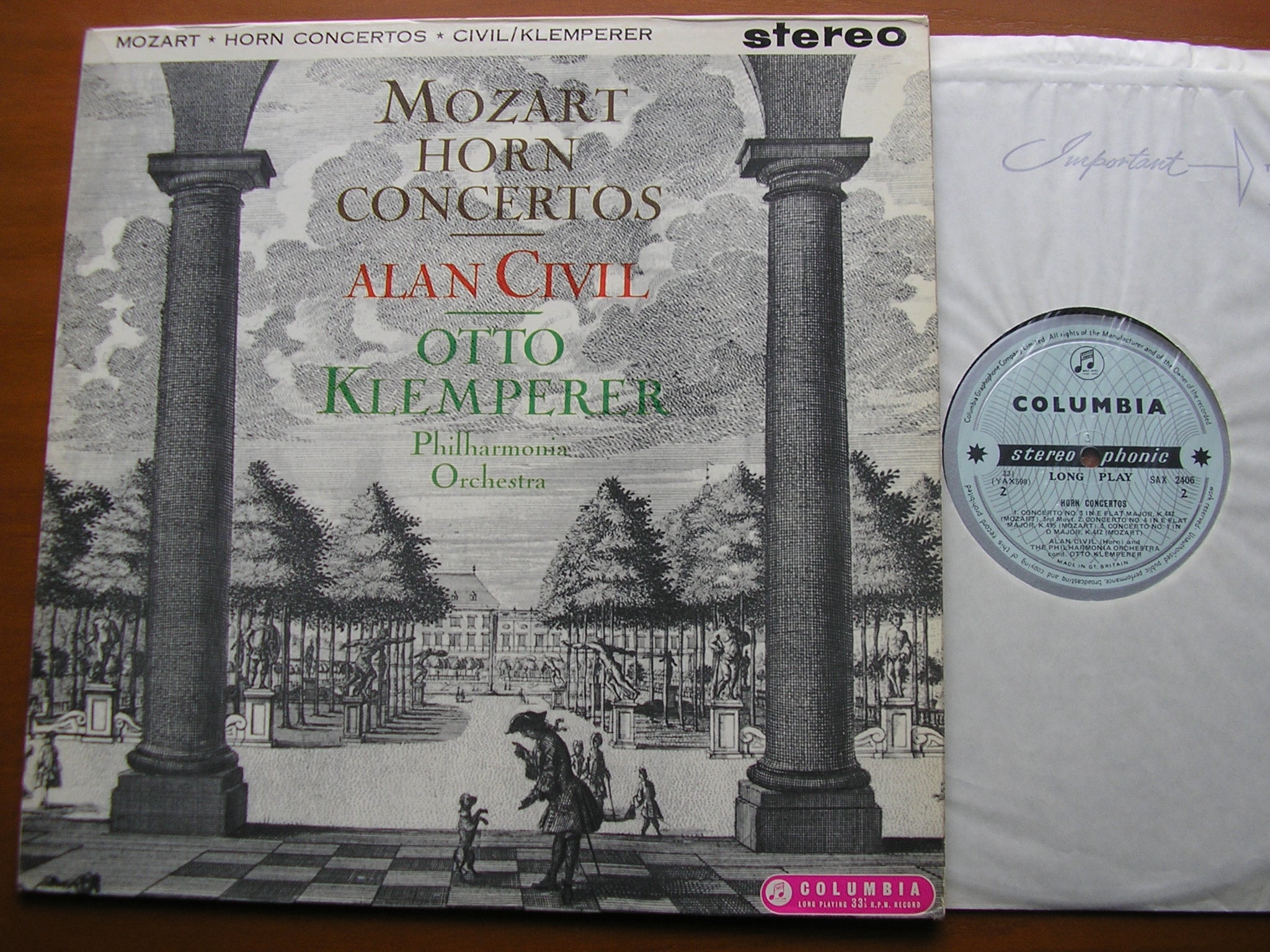 MOZART: HORN CONCERTOS ALAN CIVIL / PHILHARMONIA / KLEMPERER SAX 2406 ...