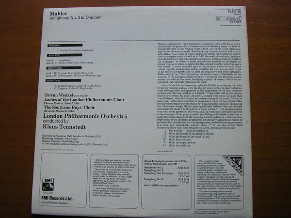 MAHLER: SYMPHONY No. 3 ORTRUN WENKEL / LONDON PHILHARMONIC / KLAUS TEN ...