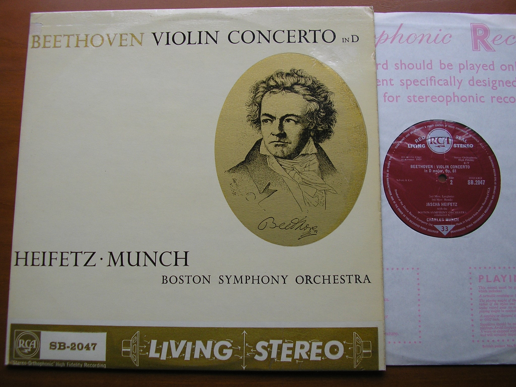BEETHOVEN: VIOLIN CONCERTO HEIFETZ / BOSTON SYMPHONY / MUNCH SB 2047 ...