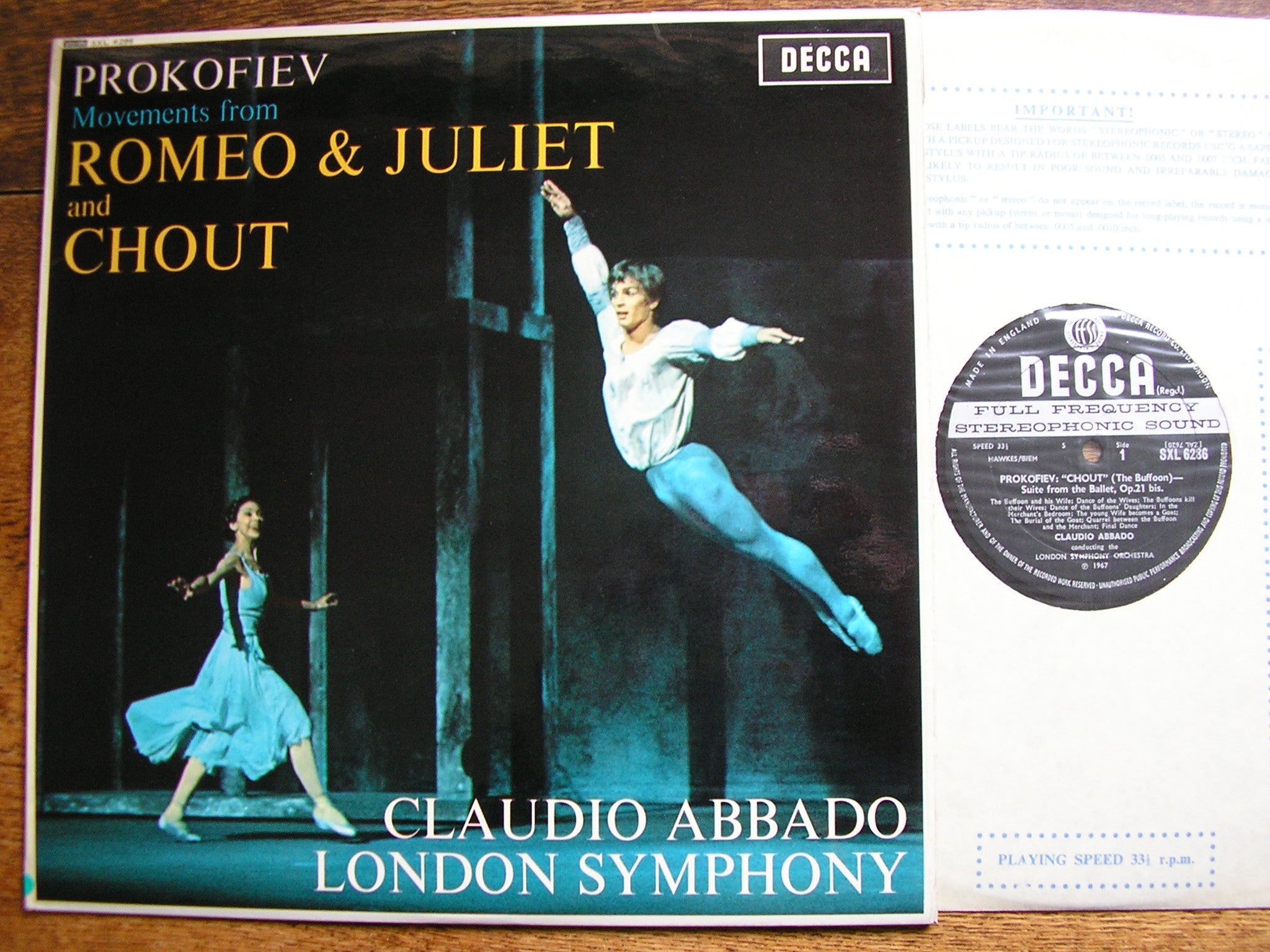 SXL 6286 PROKOFIEV: ROMEO & JULIET / CHOUT LONDON SYMPHONY / ABBADO ...