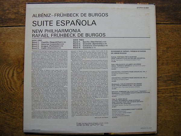 ALBENIZ: SUITE ESPANOLA FRUHBECK DE BURGOS / NEW PHILHARMONIA CS 6581 ...