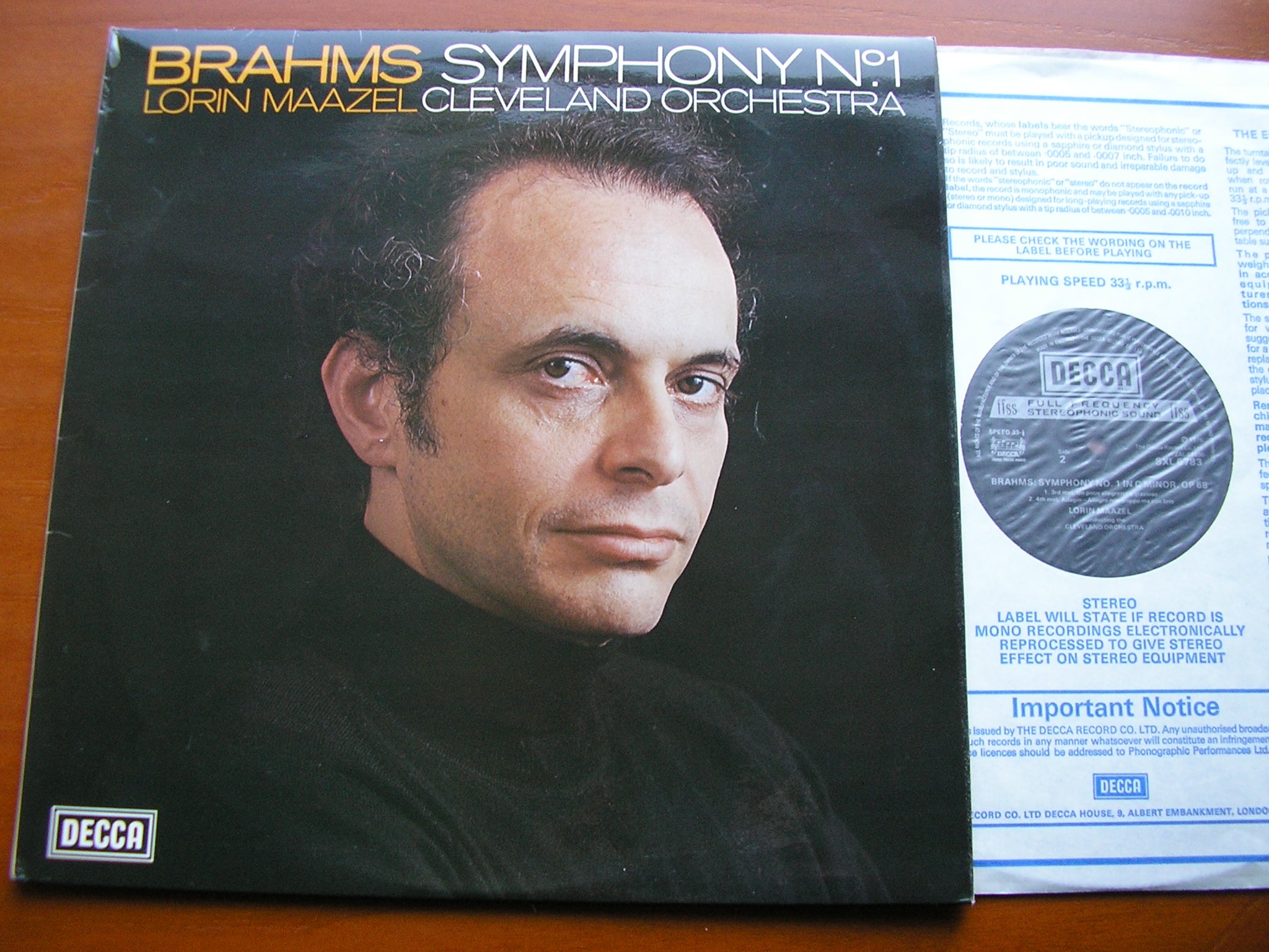 SXL 6783 BRAHMS: SYMPHONY No. 1 MAAZEL / CLEVELAND ORCHESTRA – Kingsway ...