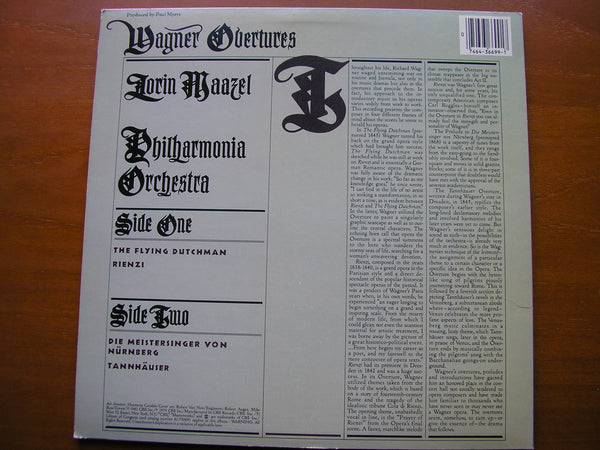 WAGNER: OVERTURES LORIN MAAZEL / PHILHARMONIA ORCHESTRA M36699 ...
