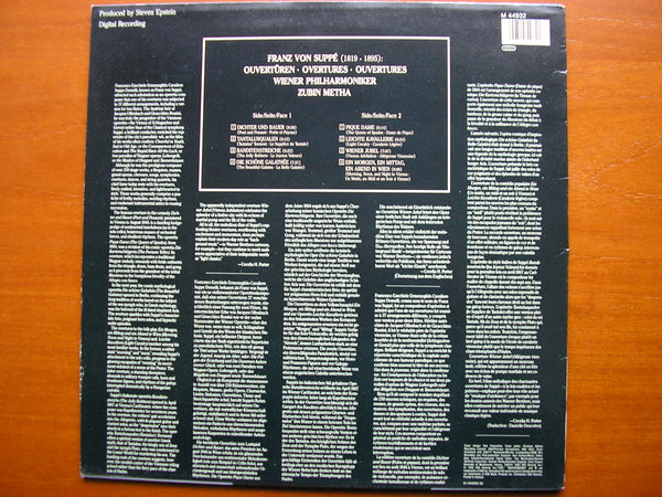 SUPPE: OVERTURES ZUBIN MEHTA / VIENNA PHILHARMONIC M 44932 – Kingsway ...