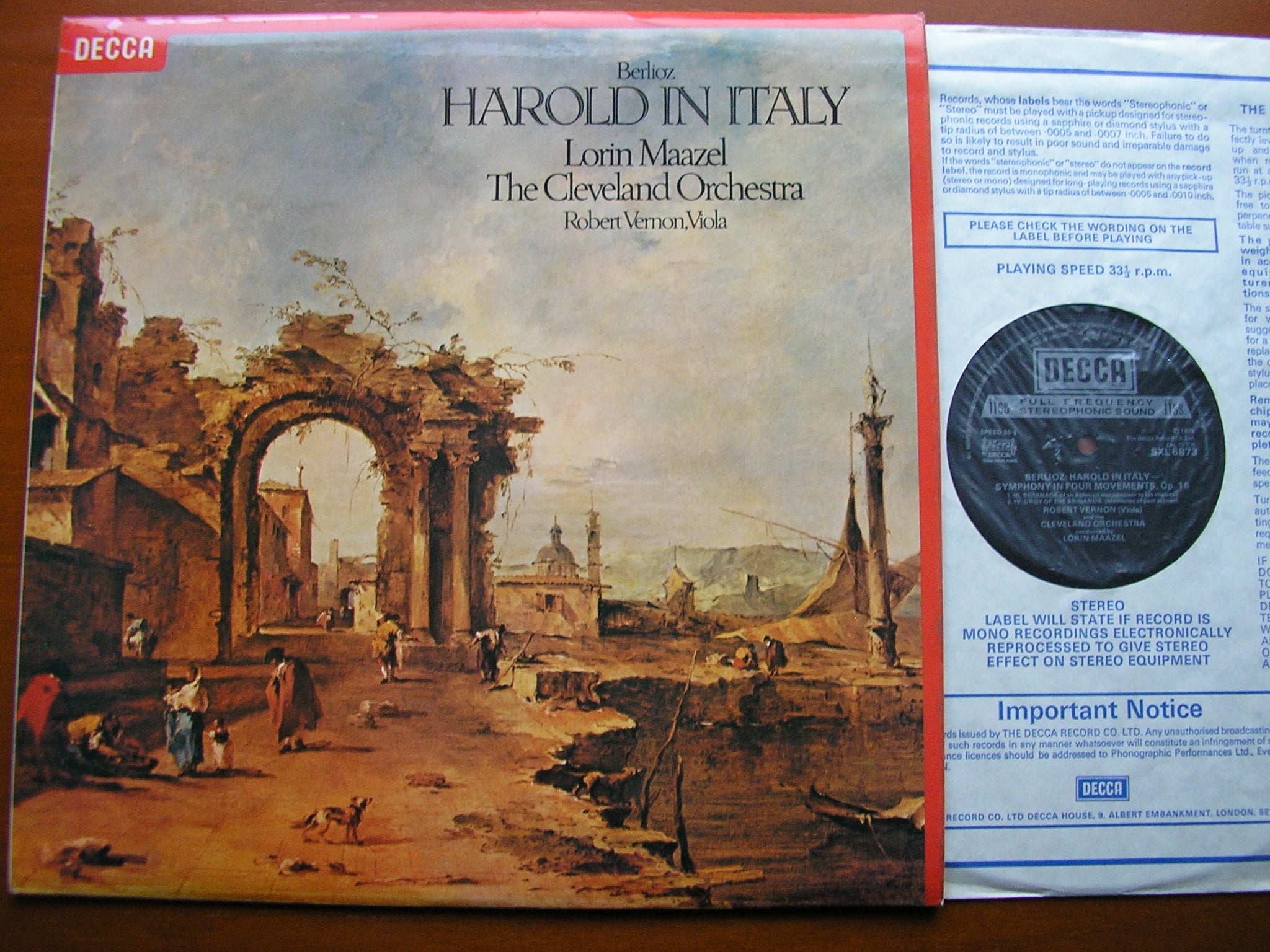 BERLIOZ: HAROLD IN ITALY VERNON / CLEVELAND ORCHESTRA / MAAZEL SXL 687 ...