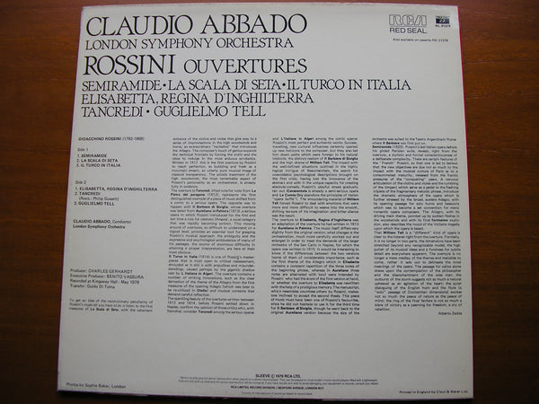 ROSSINI: SIX OVERTURES ABBADO / LONDON SYMPHONY ORCHESTRA RL 31379 ...