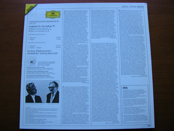 SHOSTAKOVICH: SYMPHONY No. 10 KARAJAN / BERLIN PHILHARMONIC 2532 030 ...