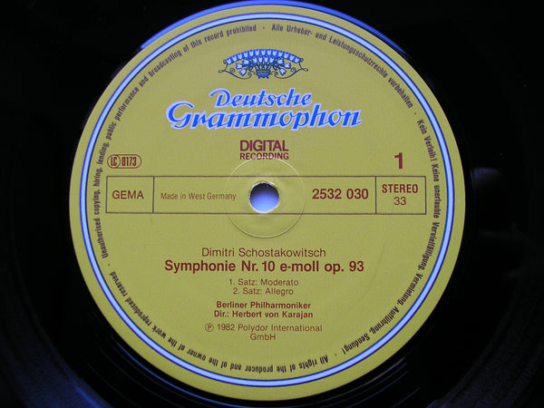 SHOSTAKOVICH: SYMPHONY No. 10 KARAJAN / BERLIN PHILHARMONIC 2532 030 ...