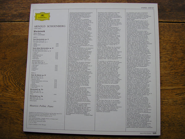 SCHOENBERG: THE PIANO MUSIC MAURIZIO POLLINI 2530 531 – Kingsway Hall ...