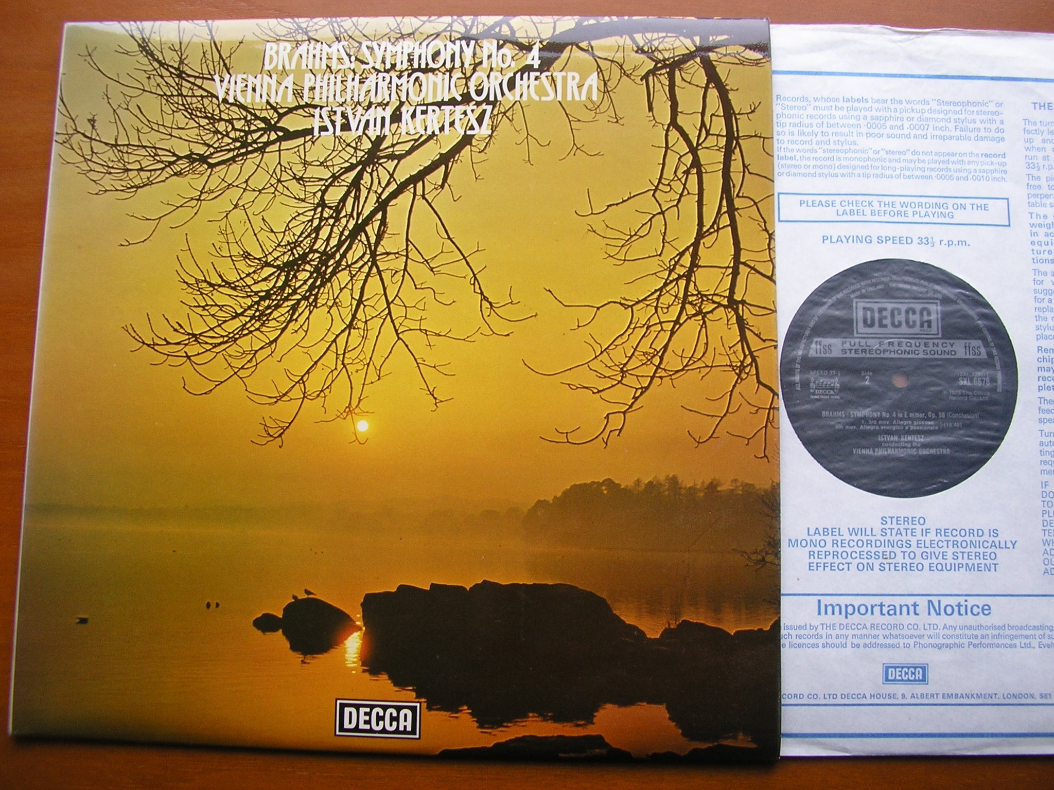 BRAHMS: SYMPHONY No. 4 KERTESZ / VIENNA PHILHARMONIC SXL 6678 ...