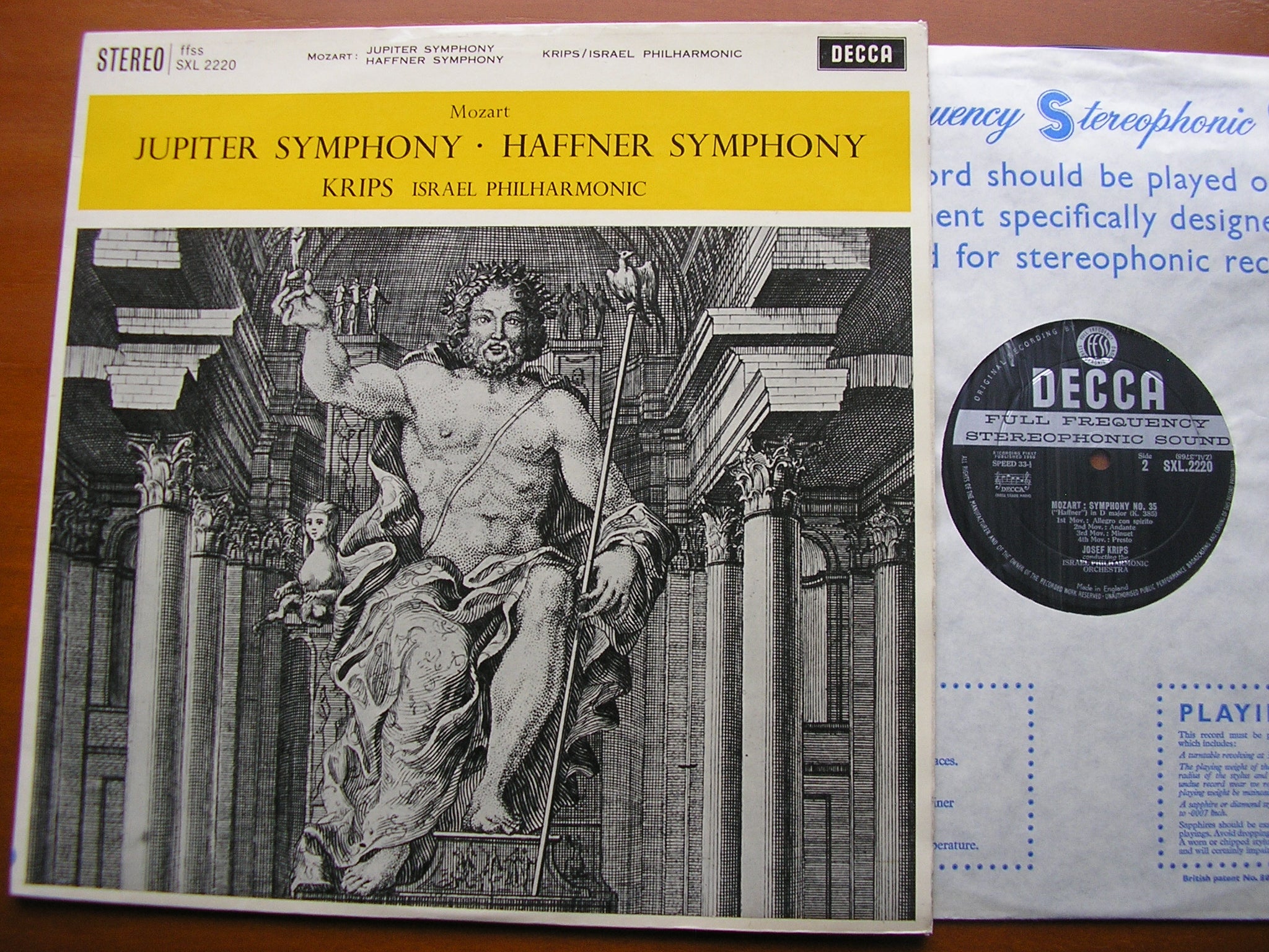 SXL 2220 MOZART: SYMPHONIES Nos. 35 & 41 'Jupiter' KRIPS / ISRAEL PHIL ...