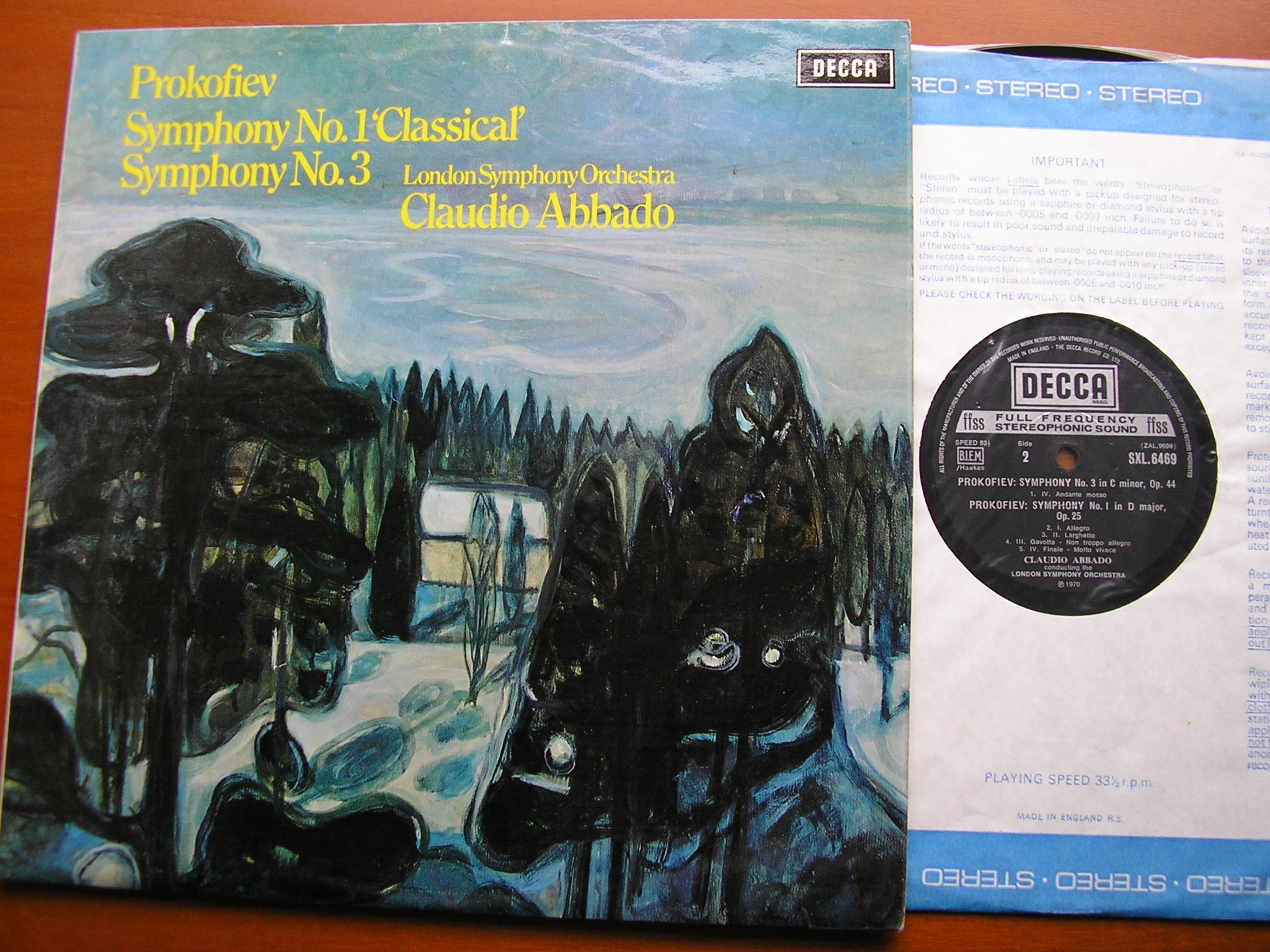 SXL 6469 PROKOFIEV: SYMPHONIES Nos. 1 & 3 ABBADO / LONDON SYMPHONY ...