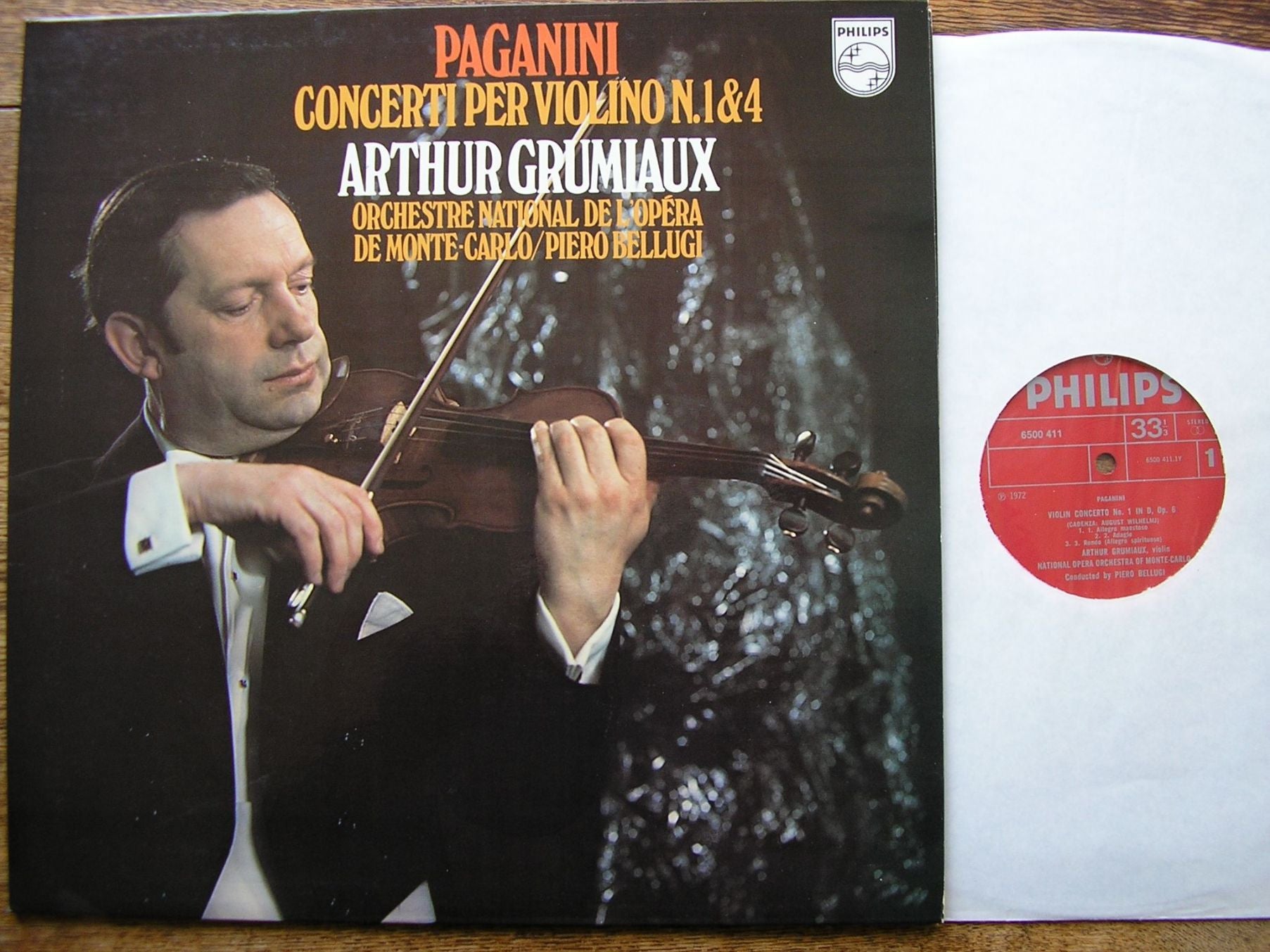 PAGANINI: VIOLIN CONCERTOS Nos.1 & 4 GRUMIAUX / ONOMC / BELLUGI 6500 4 ...
