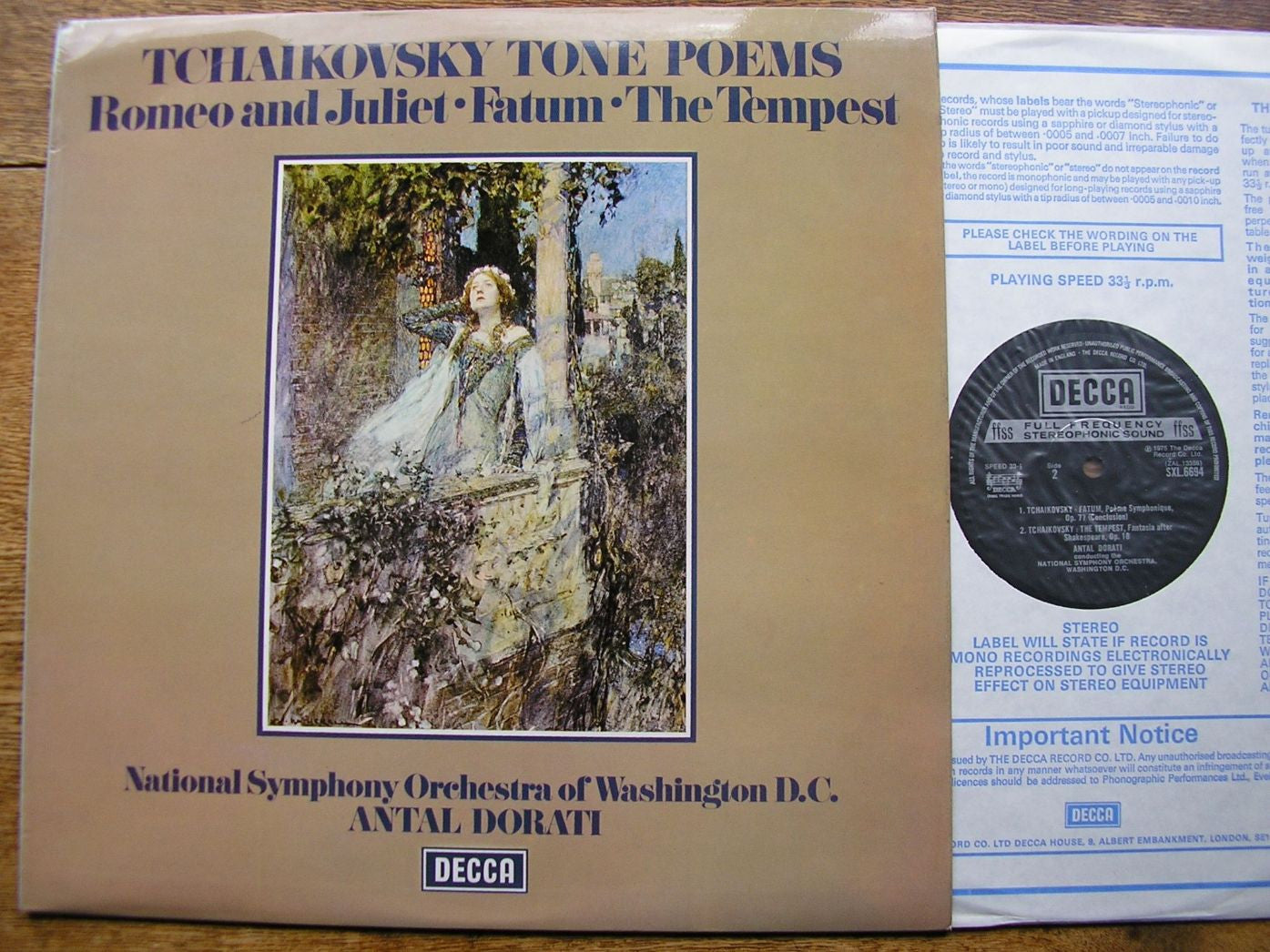 SXL 6694 TCHAIKOVSKY: TONE POEMS Volume 2 ROMEO & JULIET / THE TEMPEST ...